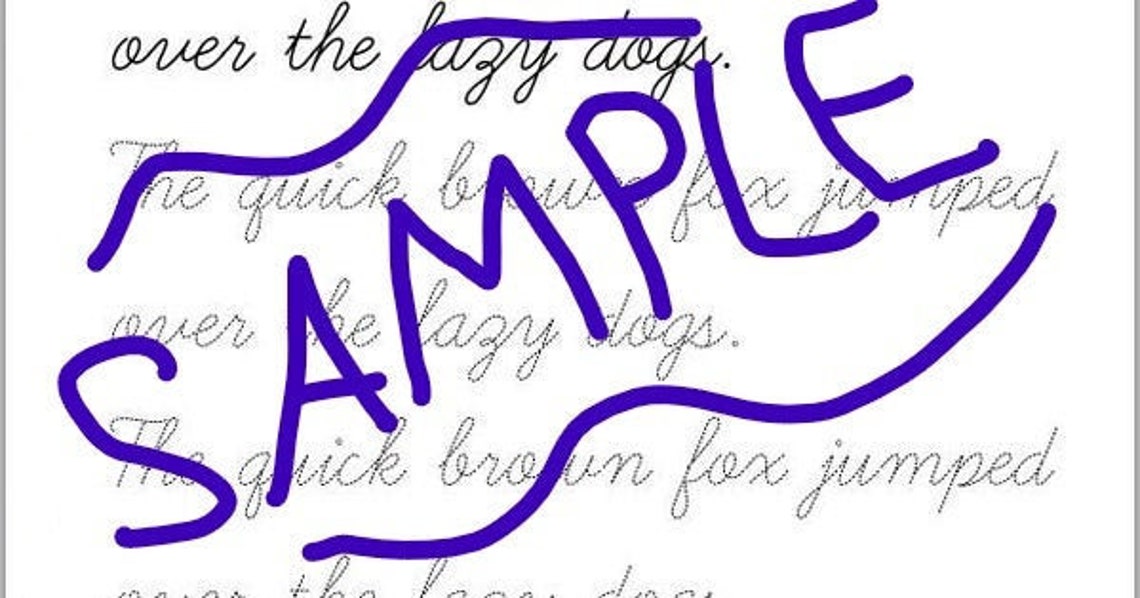 Cursive Practice Sheet the Quick Brown Fox Jumps Over - Etsy