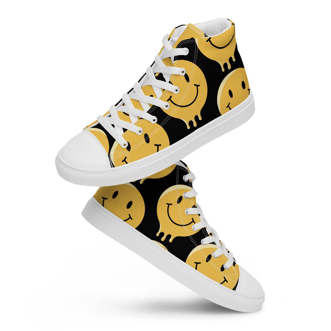 FABTAS Melted Smiley Face Mens High Top Canvas Shoes - Etsy
