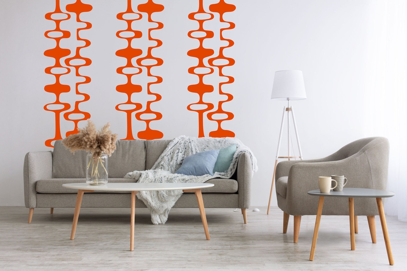 Mid Century Decal 70s Wall Decal 70s Wallpaper Retro Wall - Etsy