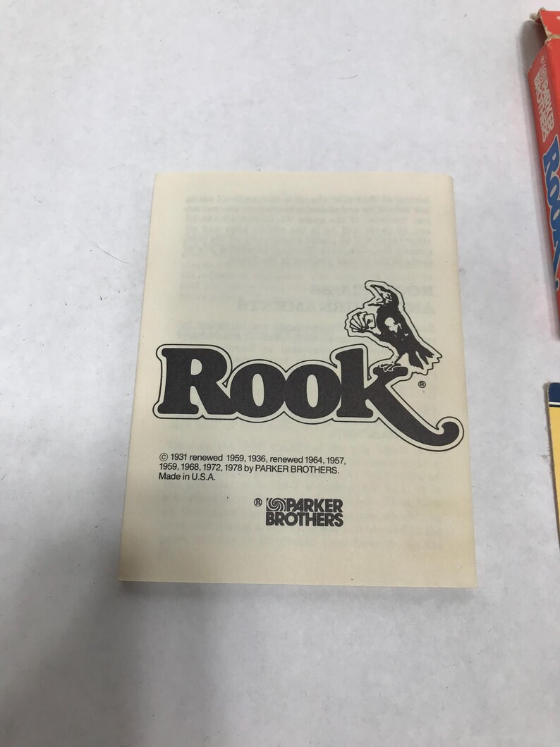 Vintage 1978 Rook Bidding Card Game by Parker Brothers Plus Two Rule ...