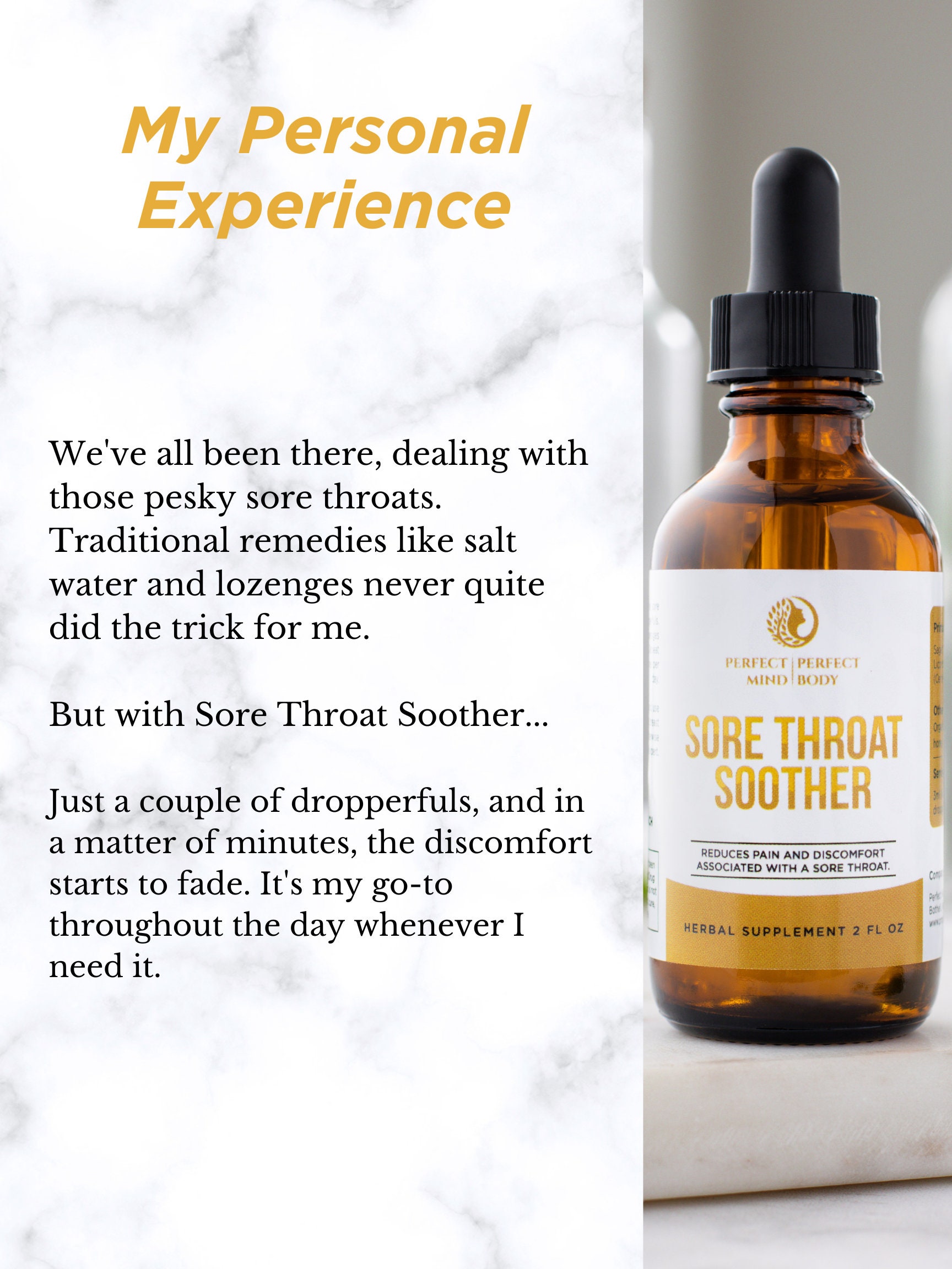 Fast Sore Throat Stopper Herbal Tincture for Cold & Flu Soothe Sore Throat Pain Completely in 10 ...