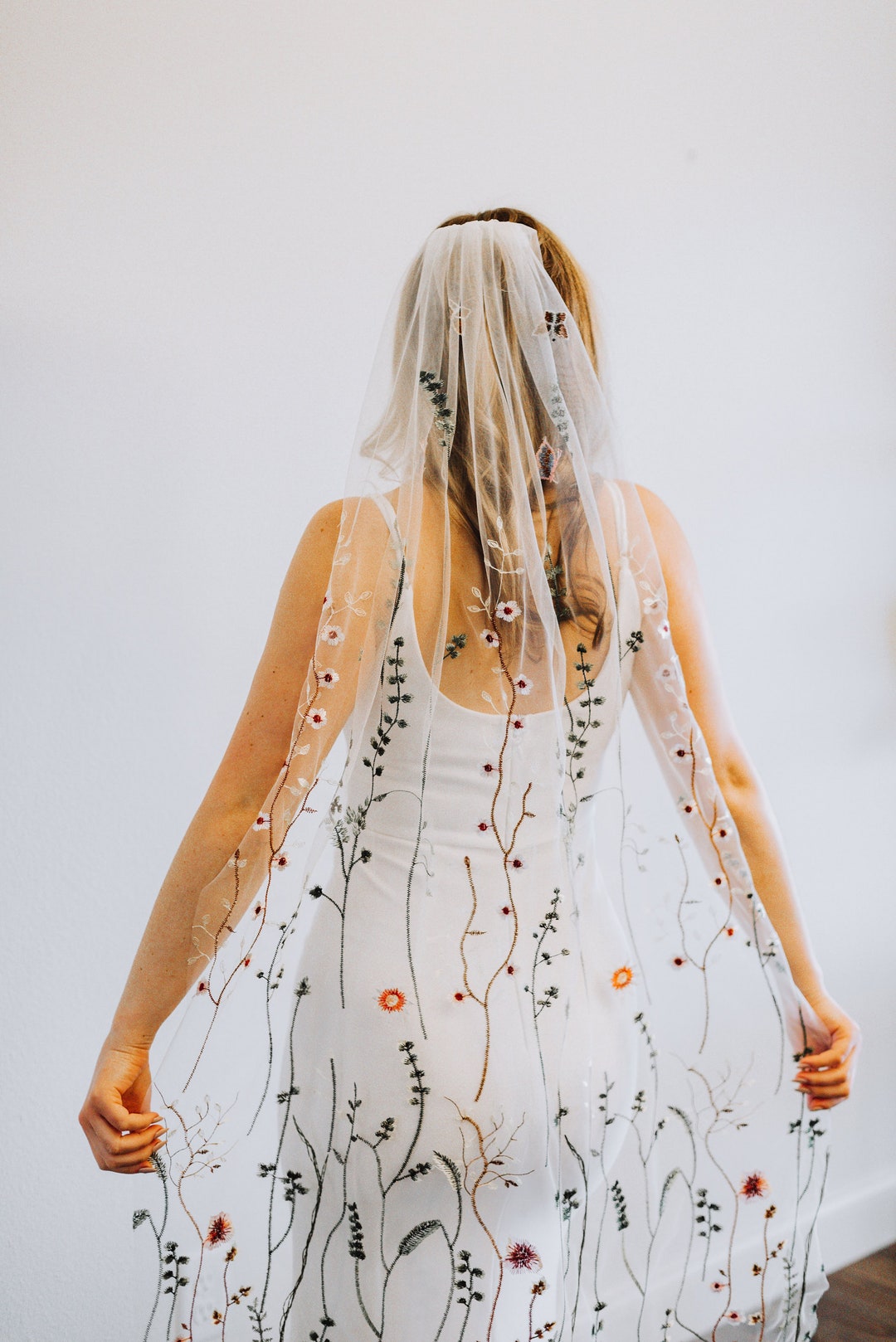 Wildflower Veil, Embroidered Wedding Veil, Allover Lace Veil ...