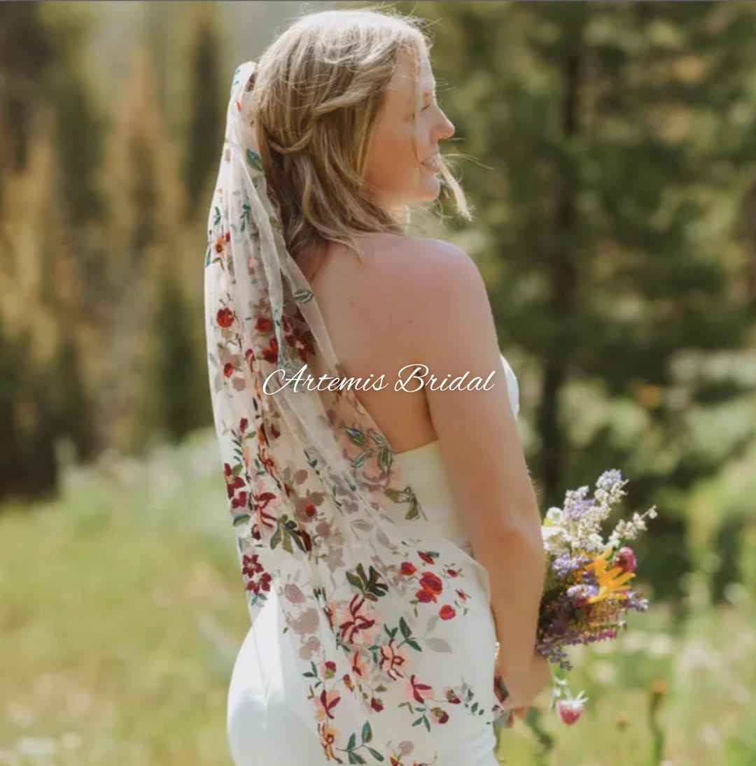 Rachel- Floral Veil, Lace Veil, Embroidered Veil, Floral Veil ...