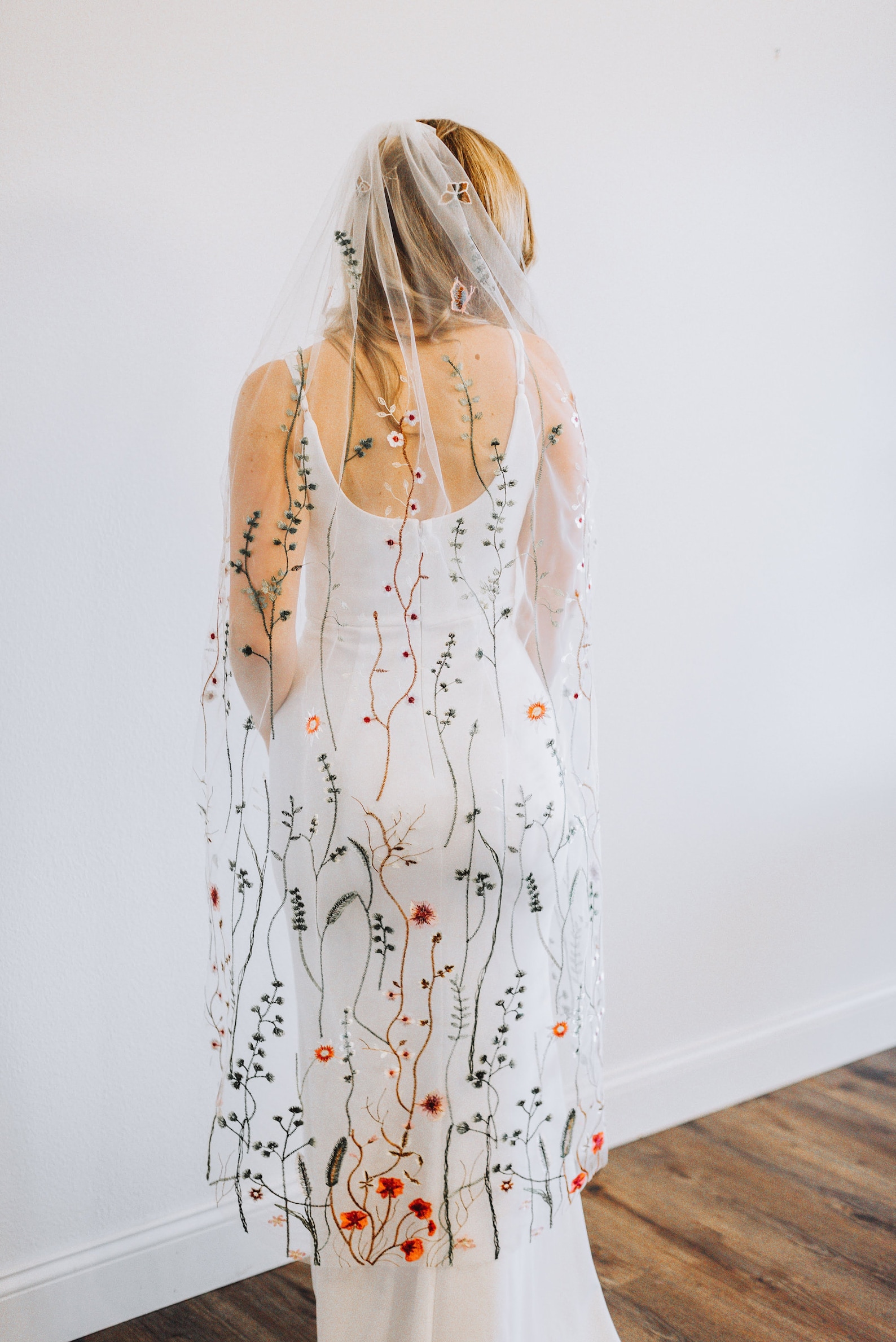 Wildflower Veil, Embroidered Wedding Veil, Allover Lace Veil ...