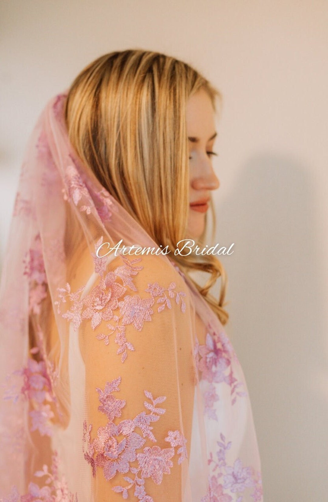 Inez Lavender Veil, Lace Veil, Cathedral Veil, Purple Veil, Lavender ...