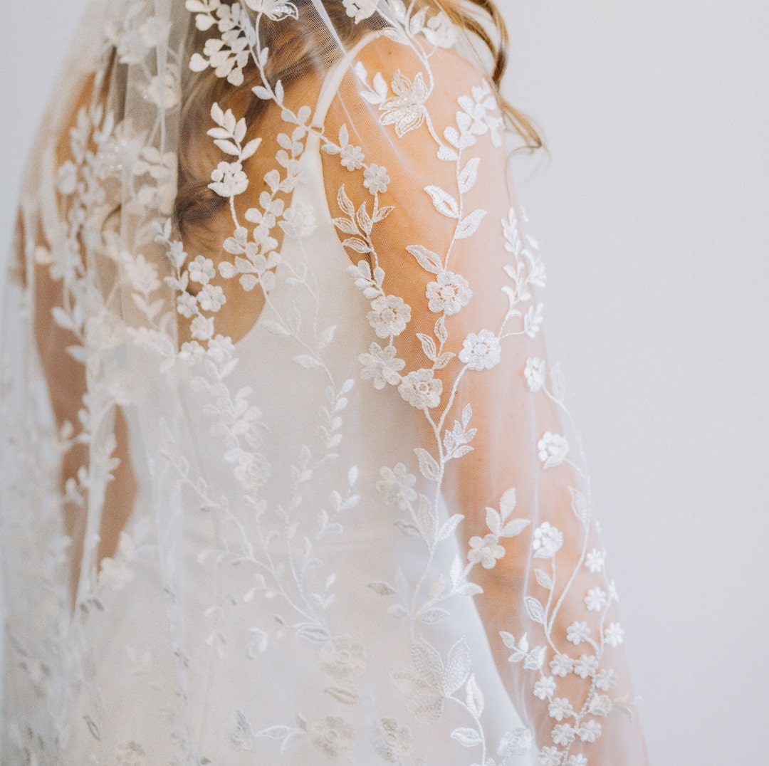 Willow Veil Floral Sequined Embroidered Veil Luxury Veil - Etsy Australia