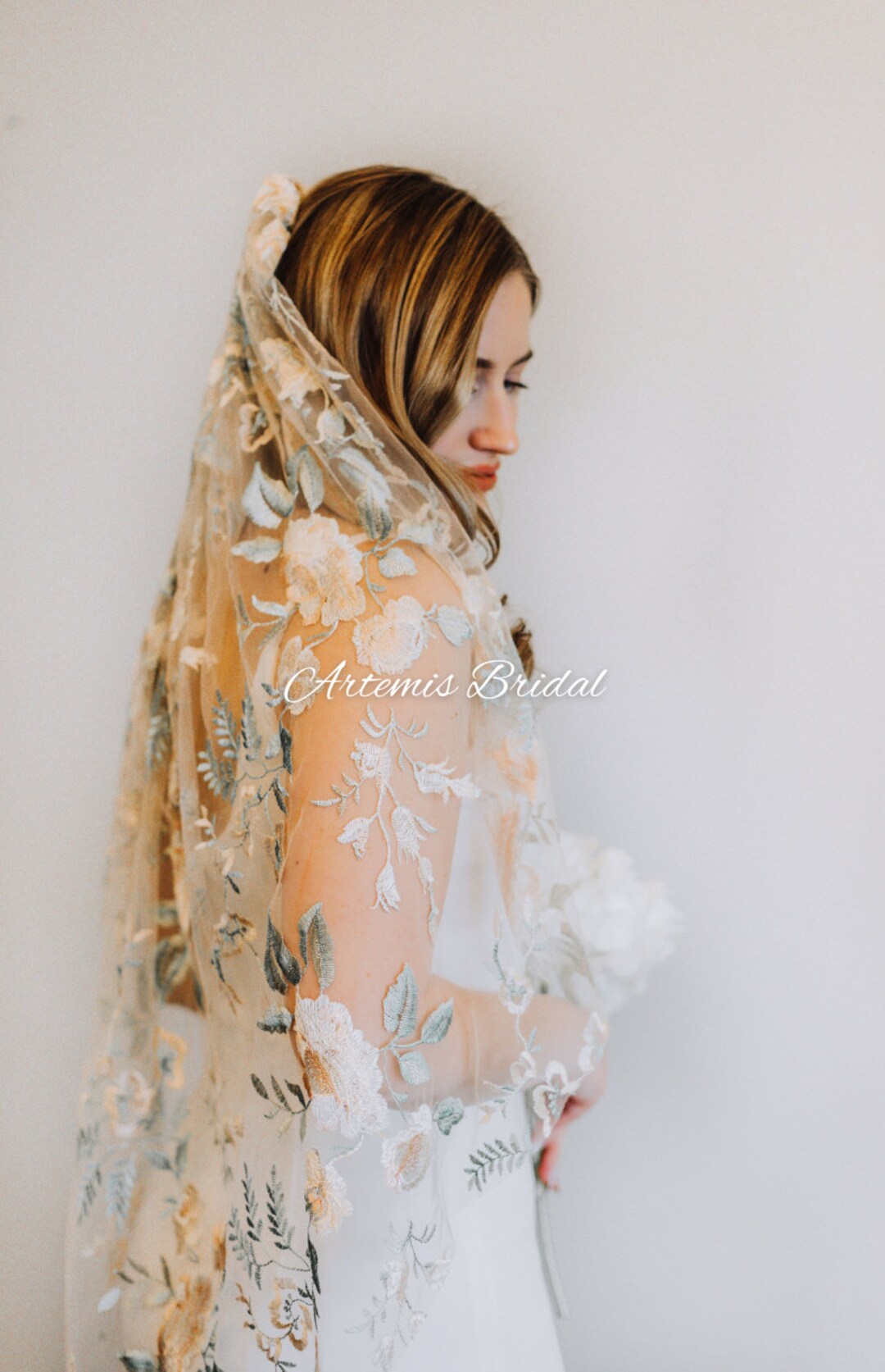 Lace Veil, Rose Veil, Bridal Veil, Boho Veil, Cathedral Wedding Veil ...