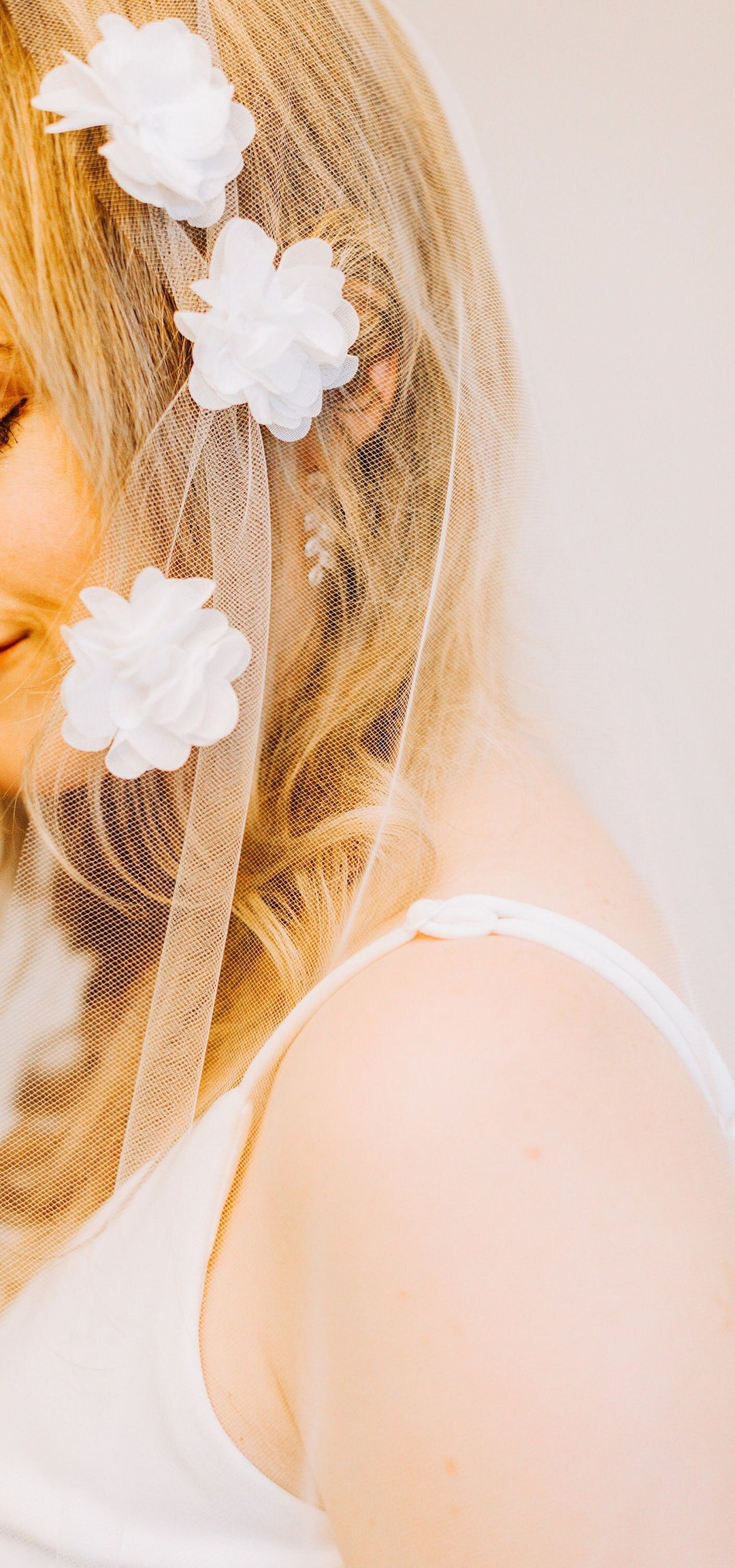 Maria Floral Wedding Veil, Cathedral Wedding Veil, Juliet Style Veil ...