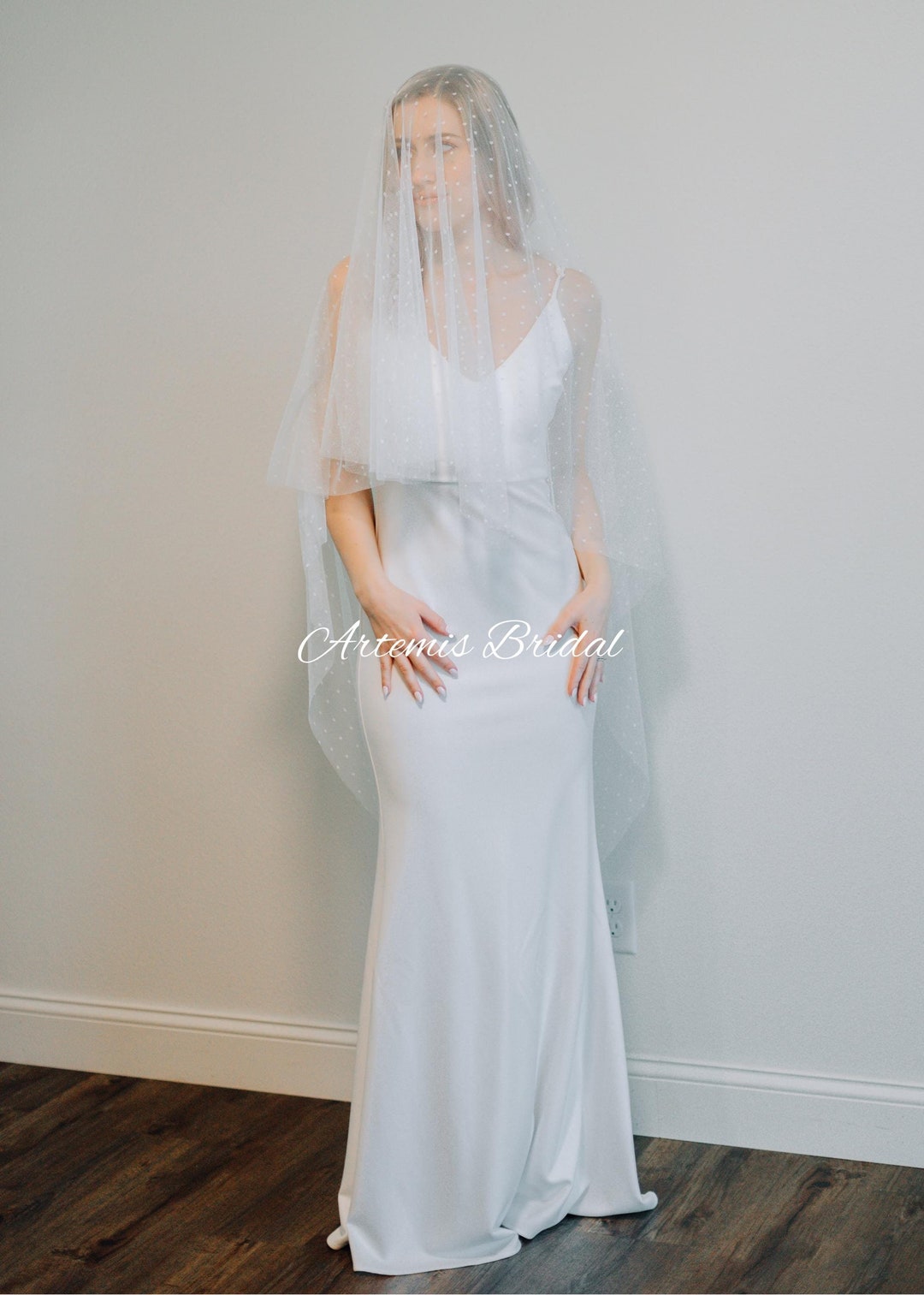 Poppy -swiss Dot Veil With Blusher Option, Swiss Dot Wedding Veil ...