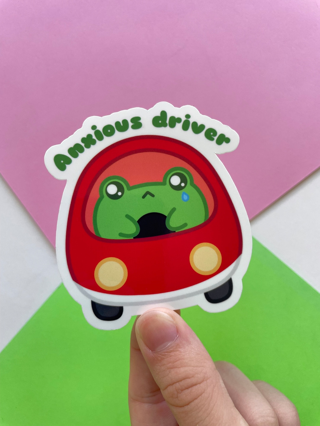 Anxious Driving Frog Glossy Vinyl Sticker - Etsy