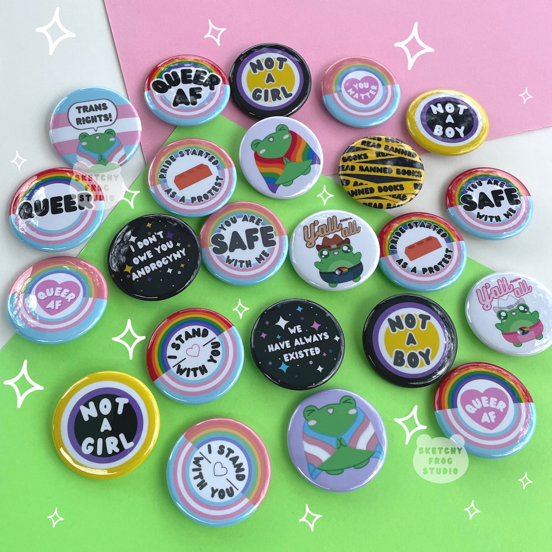 1.5" LGBTQ+ | Button Pin | Queer AF | Nonbinary Not a Girl | Read ...