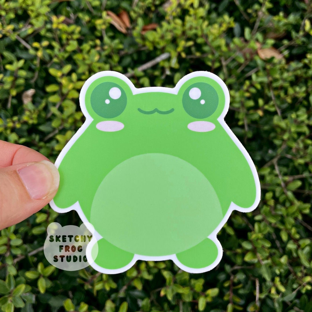 Kawaii Round Frog Matte Vinyl Sticker | Frog Core | Decal | Water ...