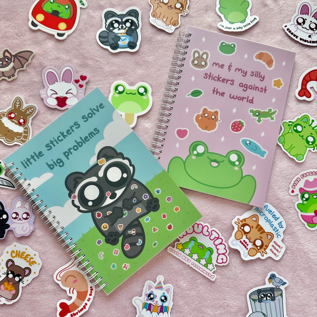 Silly Raccoon and Frog Reuseable Sticker Books - Etsy