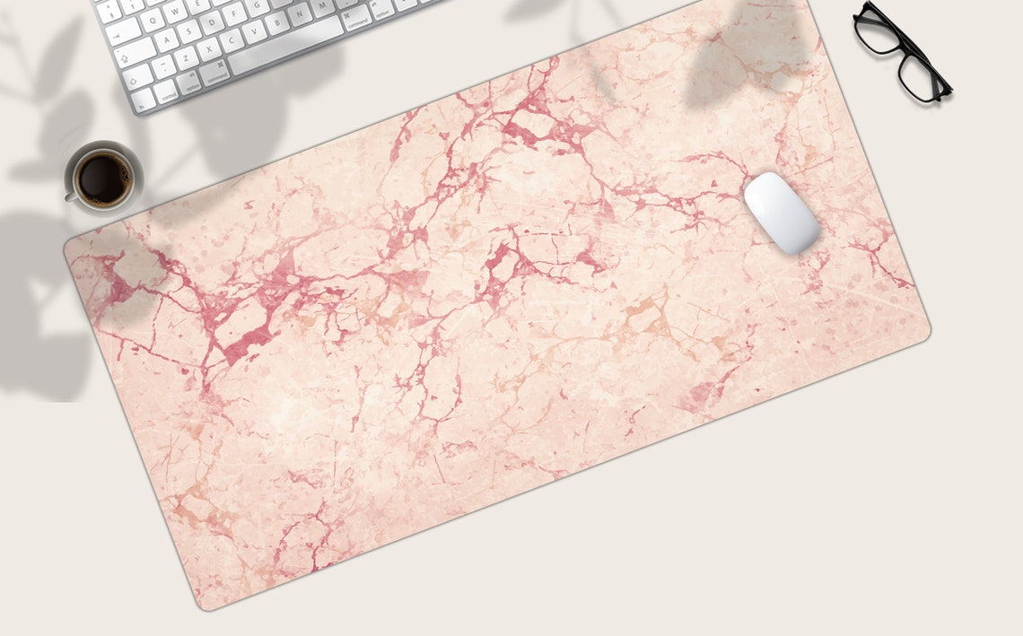 Pink Marble Texture Desk Mat Pink Desk Mat Cute Mouse Pad | Etsy