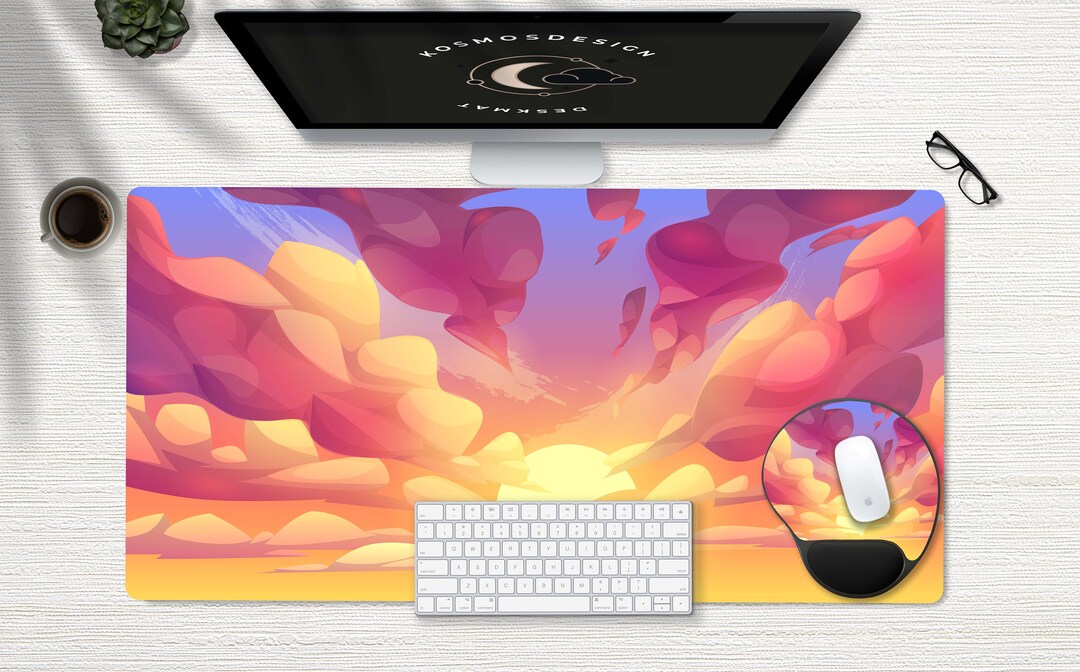 Anime Desk Mat, Anime Clouds Desk Mat, Japanese Desk Mat, Landscape ...