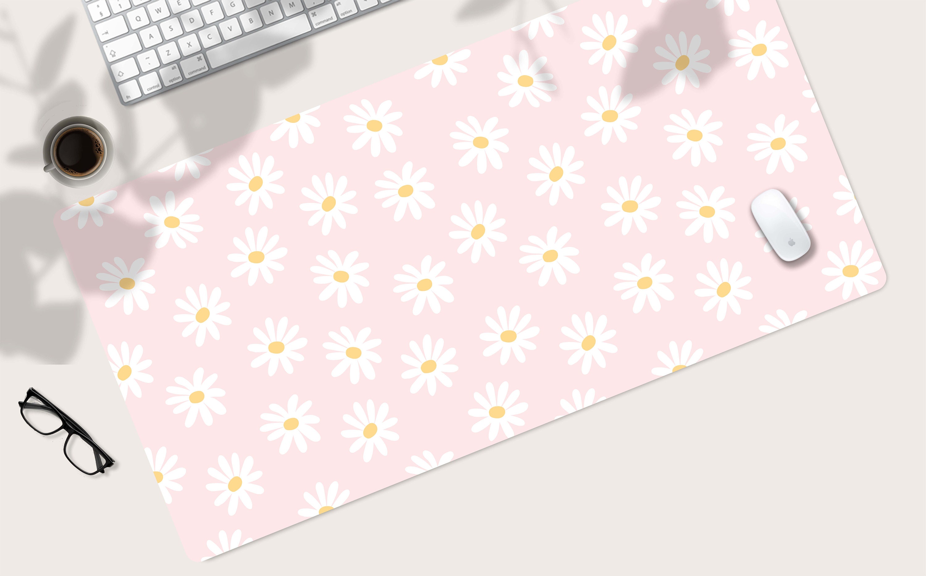 Pink Daisy Desk Mat Pink Desk Mat Cute Desk Mat Desk Pad | Etsy