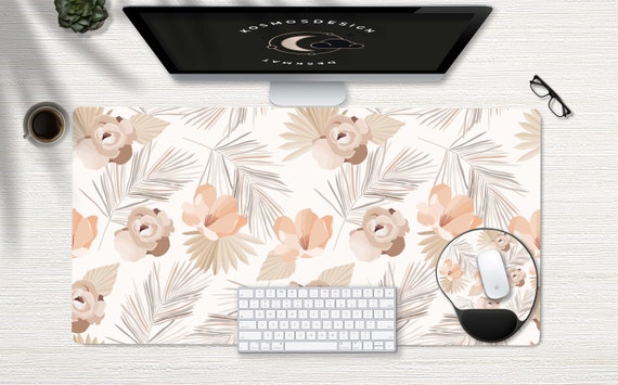 Boho Flowers Desk Mat Boho Desk Mat Office Desk Accessories - Etsy