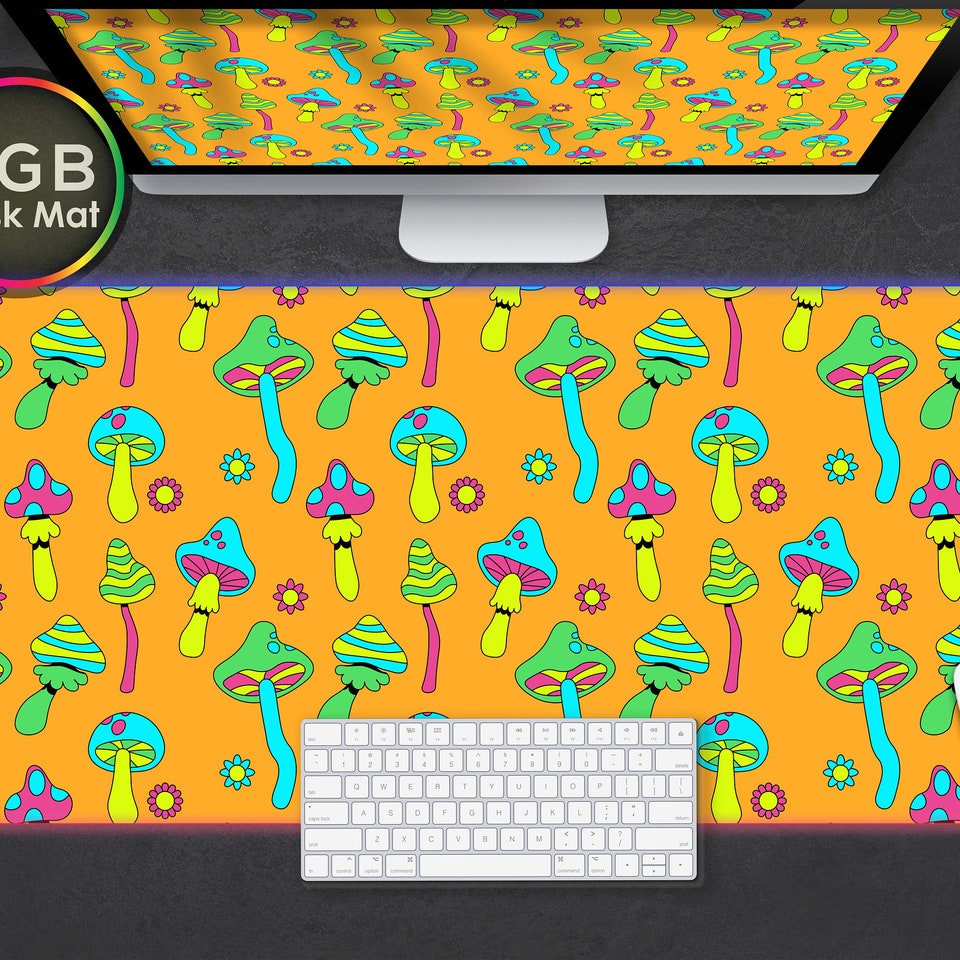 Mushroom Rgb Desk Gaming Mat, Large Gaming Mouse Pad With RGB Led, Rgb ...
