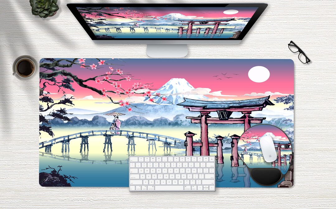 Japanese Desk Mat, Japanese Mountain Desk Mat, Anime Desk Mat, Kawaii ...