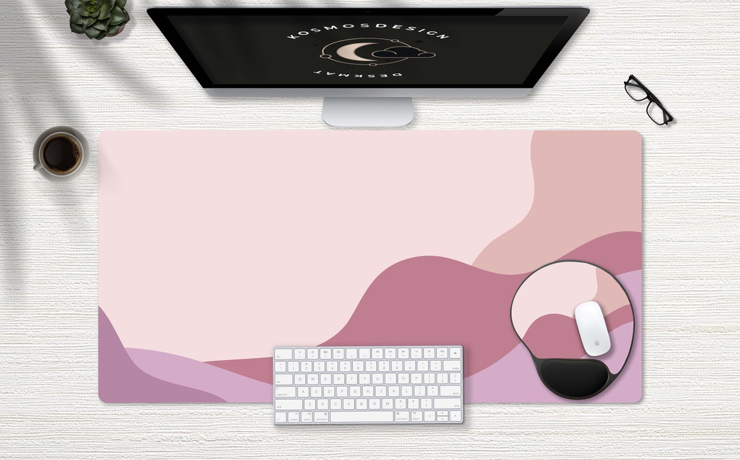 Pink Pastel Desk Mat, Purple Desk Mat, Boho Pastel Painting Desk Mat ...