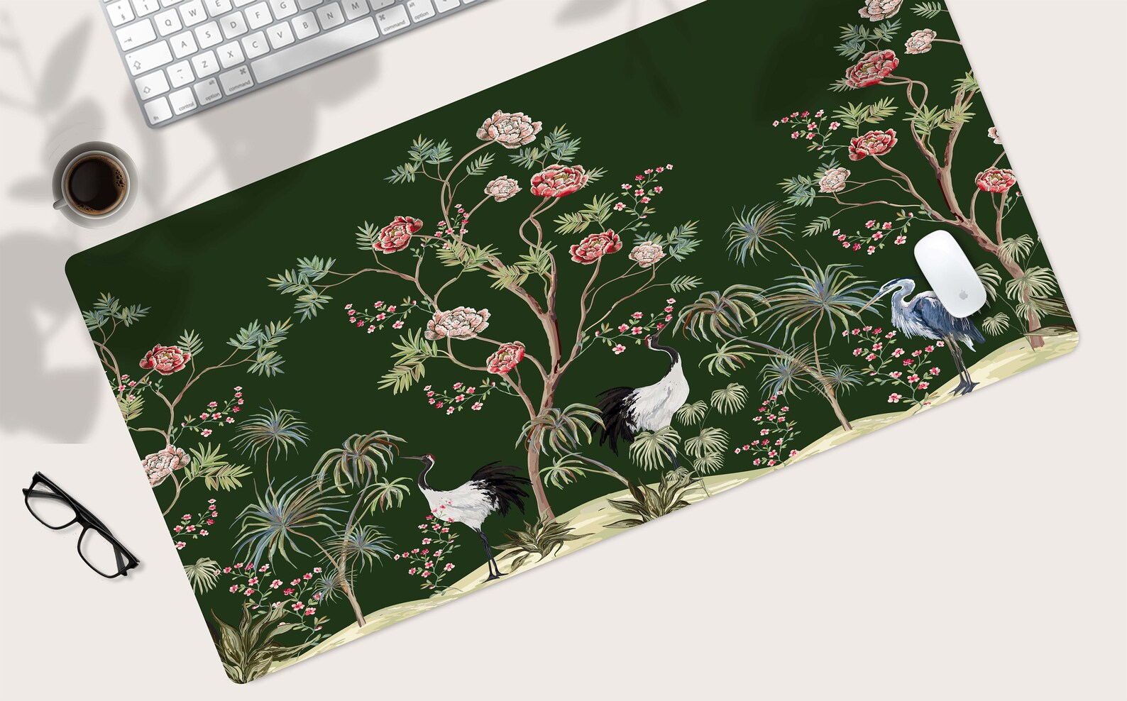 Green Tropical Desk Mat Green Desk Mat Flowers Desk Mat | Etsy