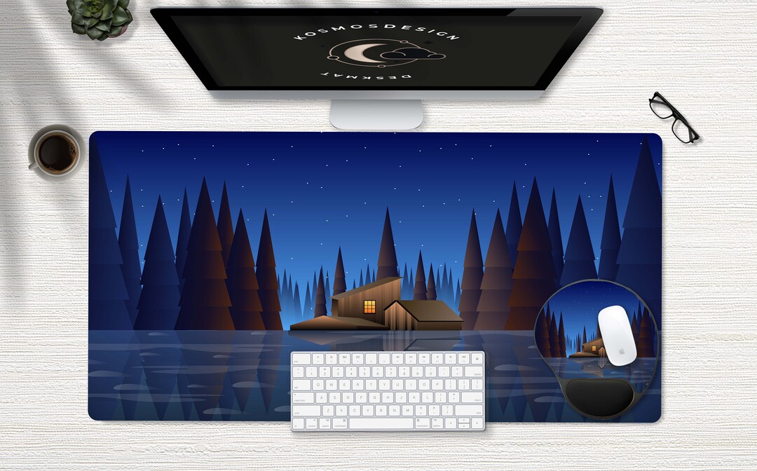 Night Sky Desk Mat, Blue Landscape Desk Mat, Gaming Mouse Pad, Ravy ...