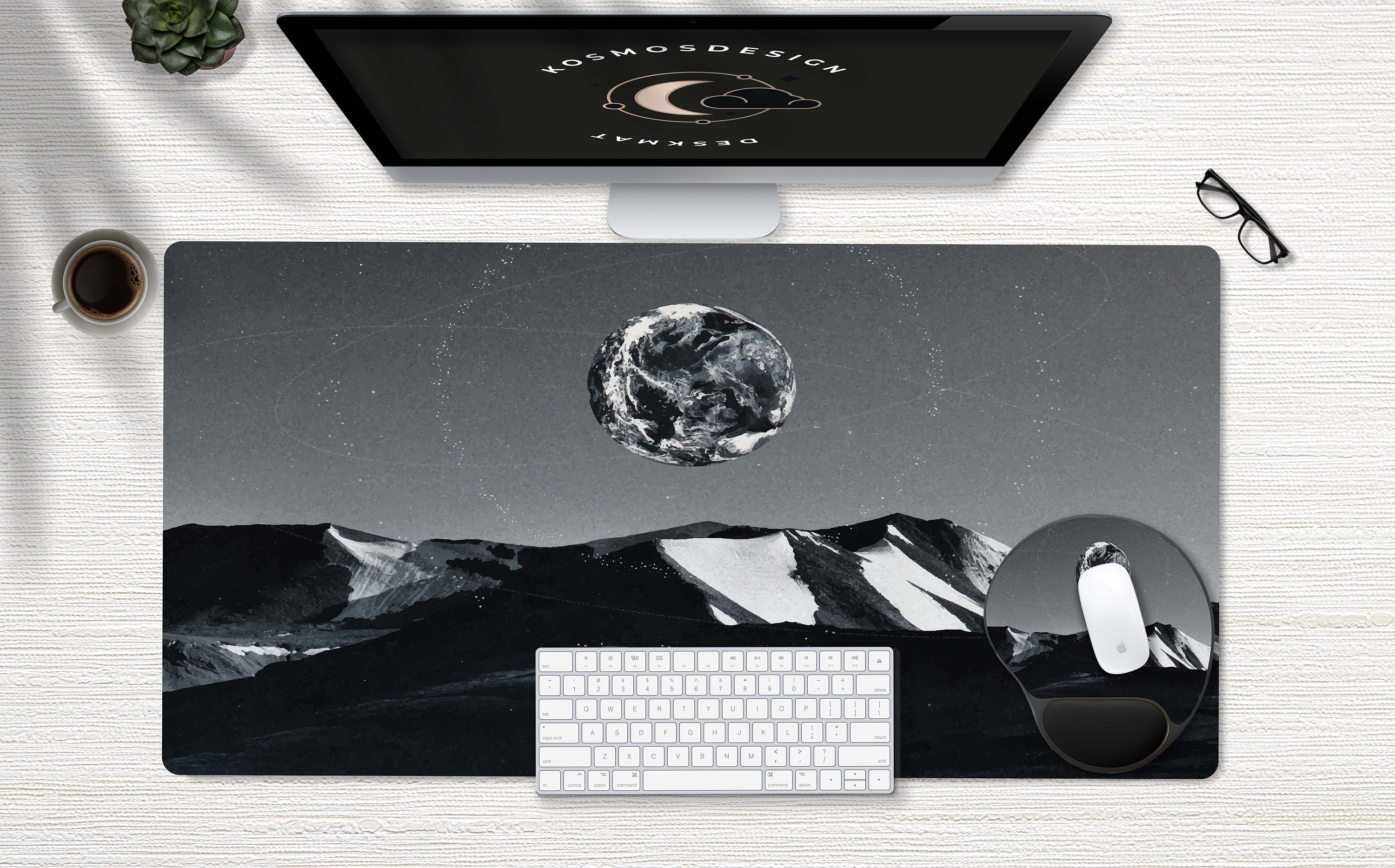 Mountains Landscape Full Moon Desk Mat Moon Desk Mat | Etsy