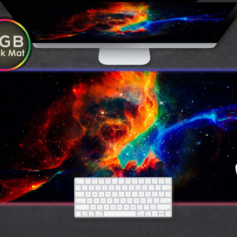 Deep Space Rgb Desk Gaming Mat, Large Gaming Mouse Pad With RGB Led ...