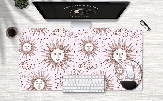Sun and Moon Desk Mat Pink Desk Mat Boho Desk Mat Retro - Etsy