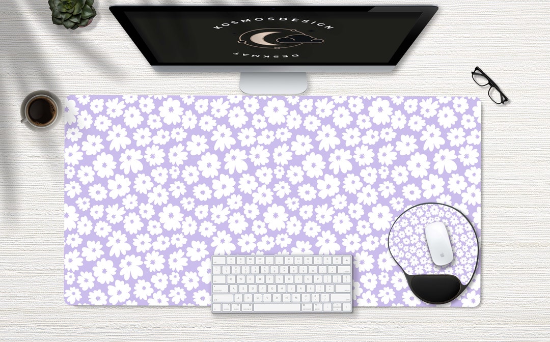 Purple Daisy Desk Mat, Purple Desk Mat, Cute Desk Mat, Desk Pad Cute ...