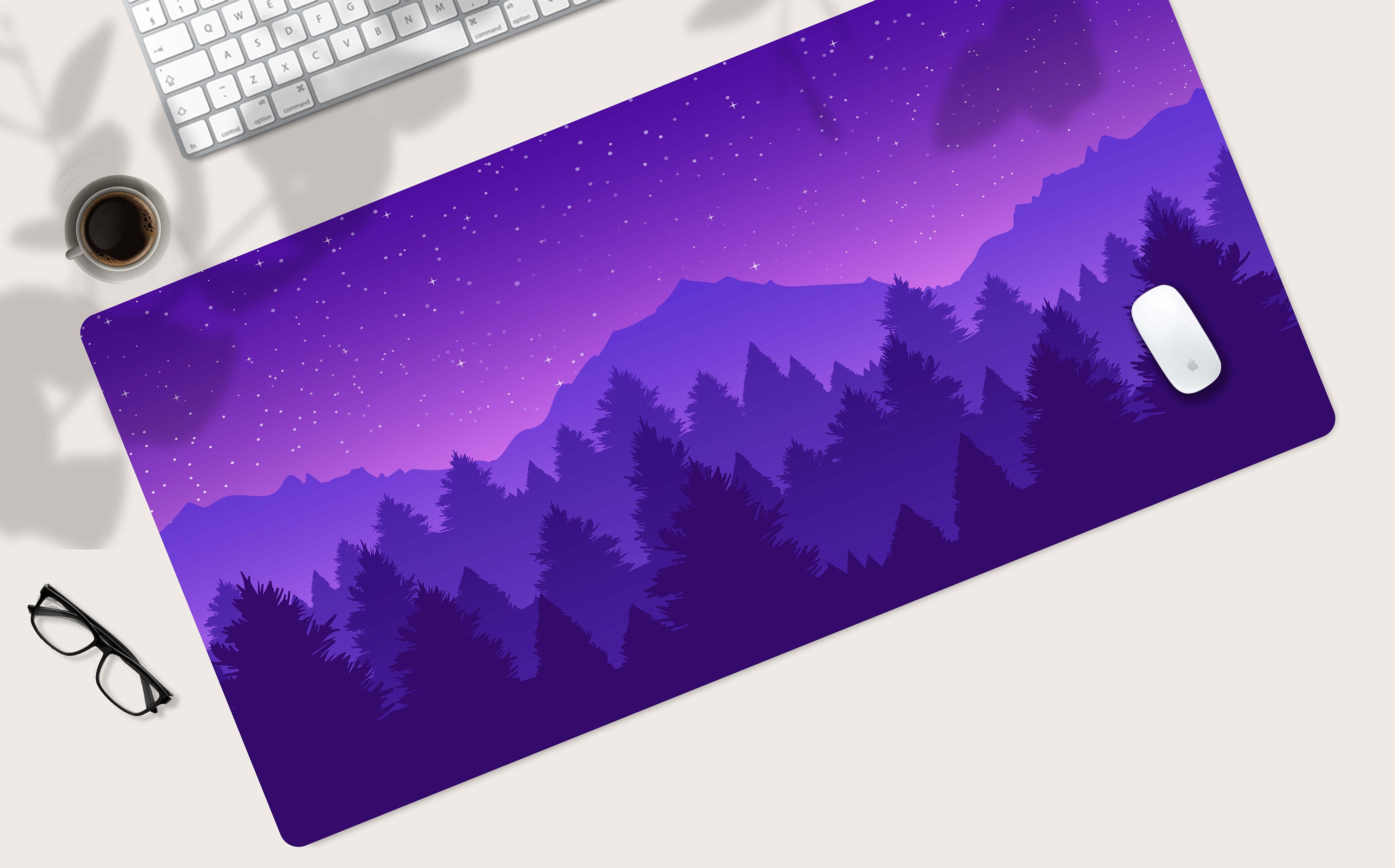 Purple Mountain Desk Mat Mountain Desk Mat Purple Forest | Etsy