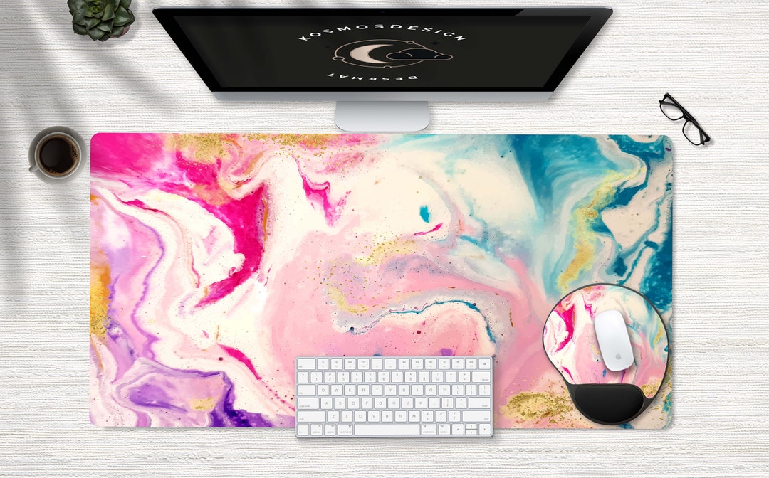 Colorful Watercolor Desk Mat Modern Mouse Pad Pink Desk Mat - Etsy