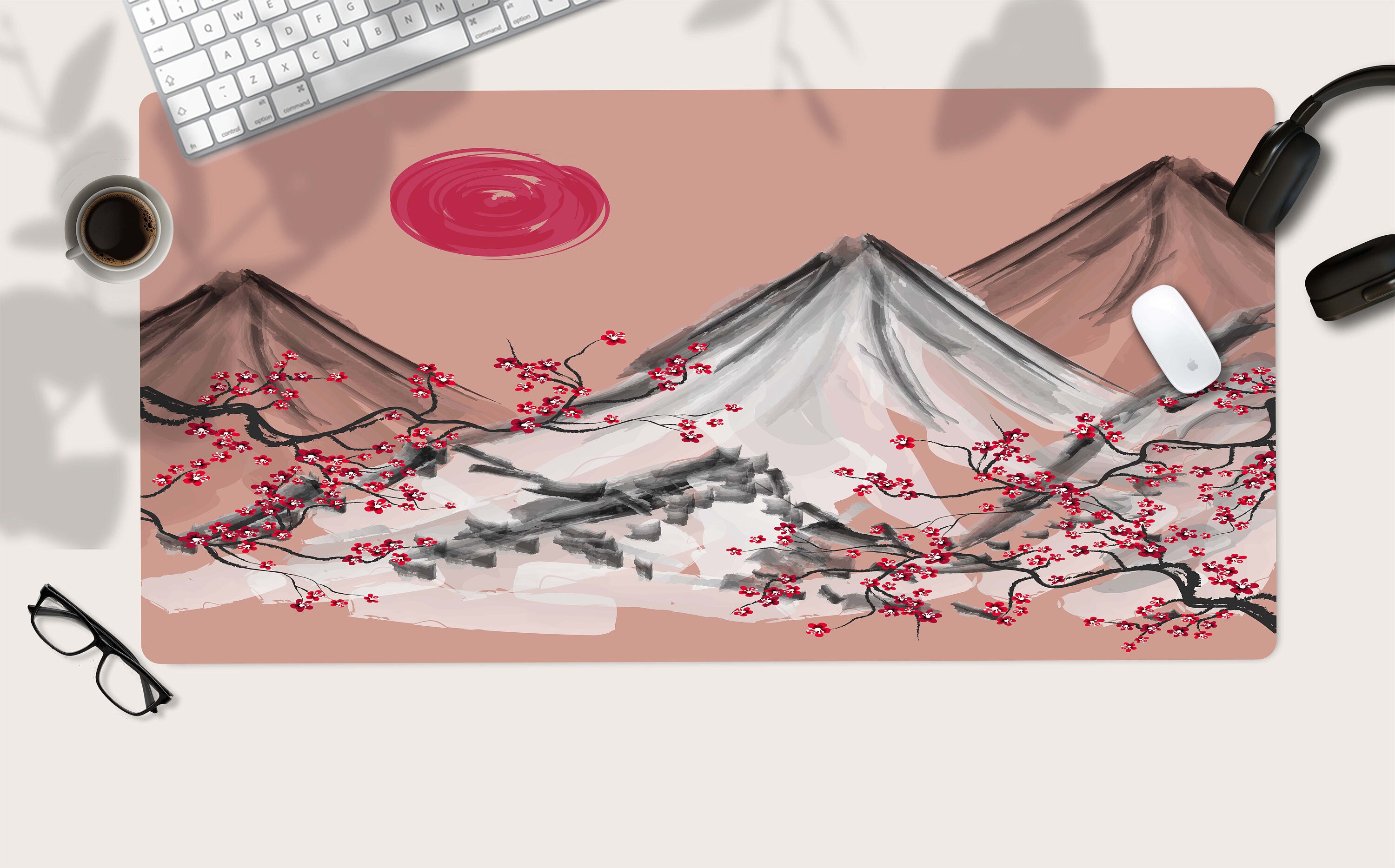 Japanese Sakura Desk Mat Anime Desk Mat Fuji Mountain Desk - Etsy