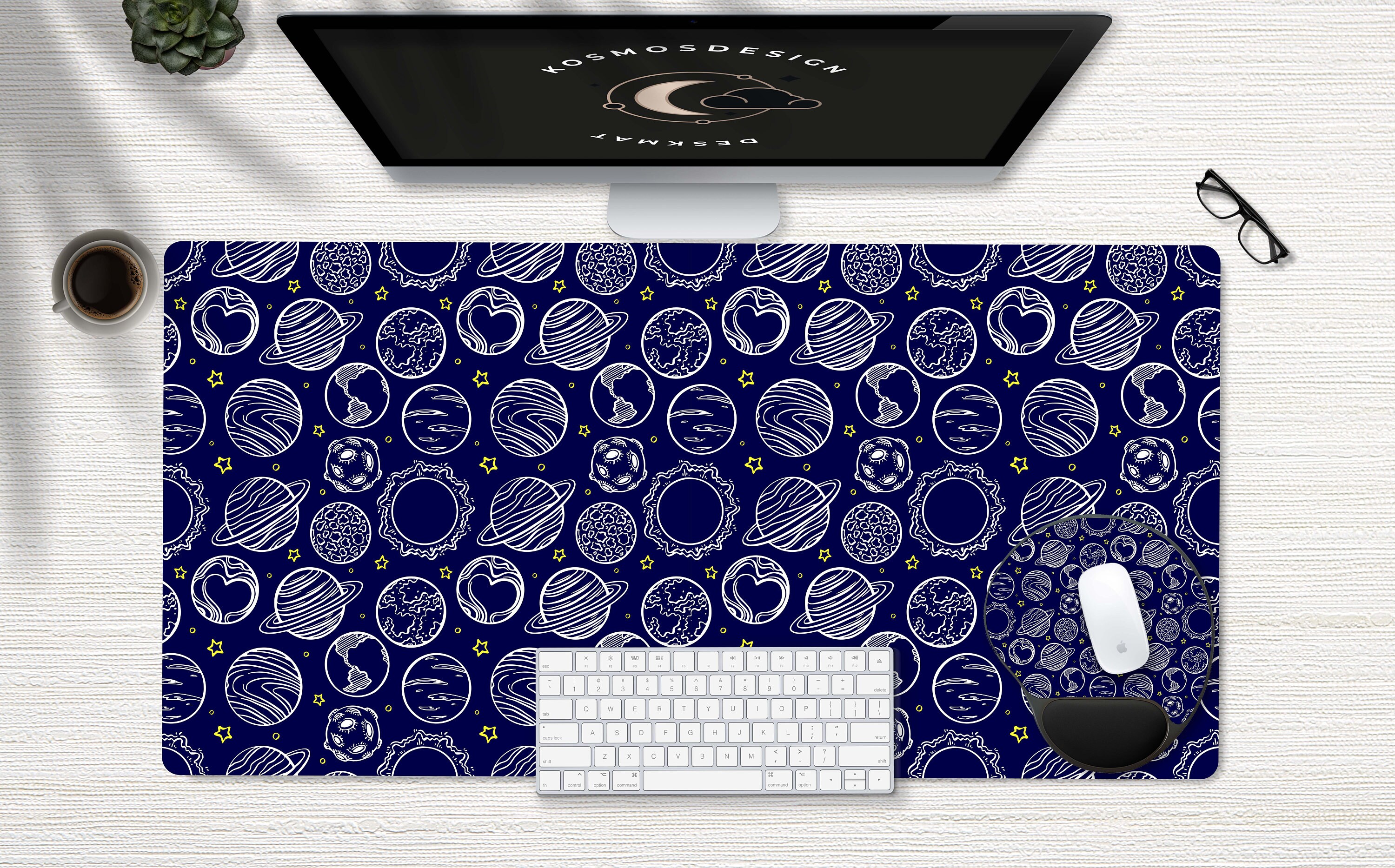 Cute Space Desk Mat Blue Galaxy Desk Mat Cute Desk Pad - Etsy UK