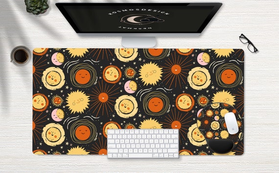 Cute Planet Desk Mat Sun and Moon Desk Pad Extra Large Desk - Etsy