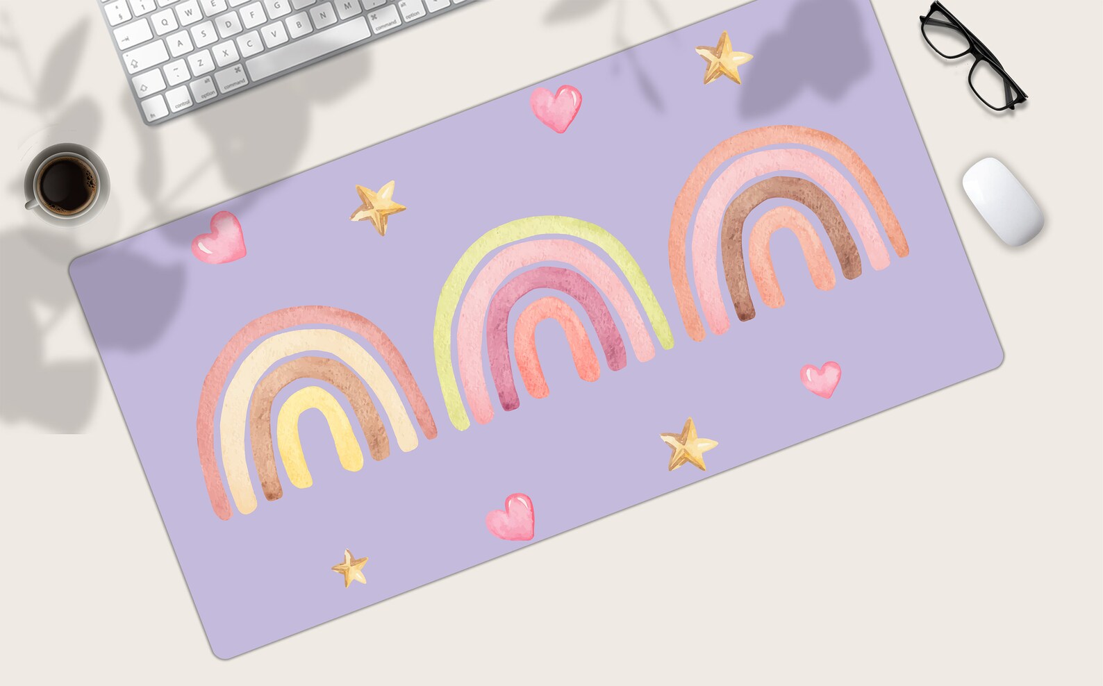 Watercolor Rainbow Desk Mat Kawaii Desk Mat Pastel Colour - Etsy