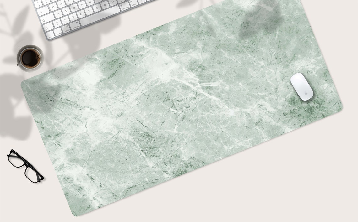 Mint Green Marble Desk Mat Green Desk Mat Office Desk | Etsy