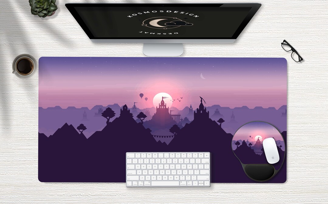 Purple Japanese Desk Mat, Anime Desk Mat, Purple Desk Mat, Mountain ...