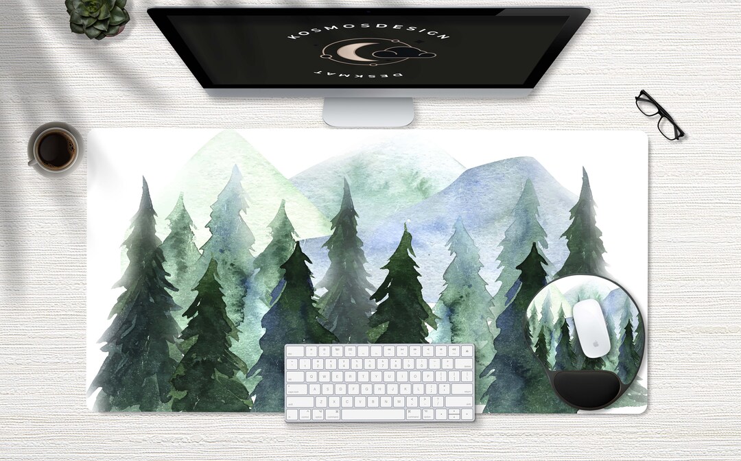 Desk Mat Forest, Green Desk Mat, Mountain Desk Mat, Desk Pad Mountain ...