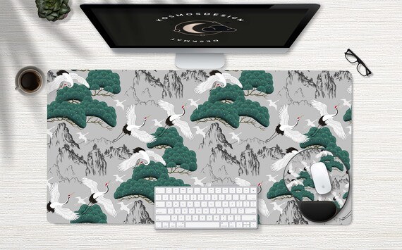 Japanese Crane Desk Mat Japanese Desk Mat Anime Desk Mat | Etsy