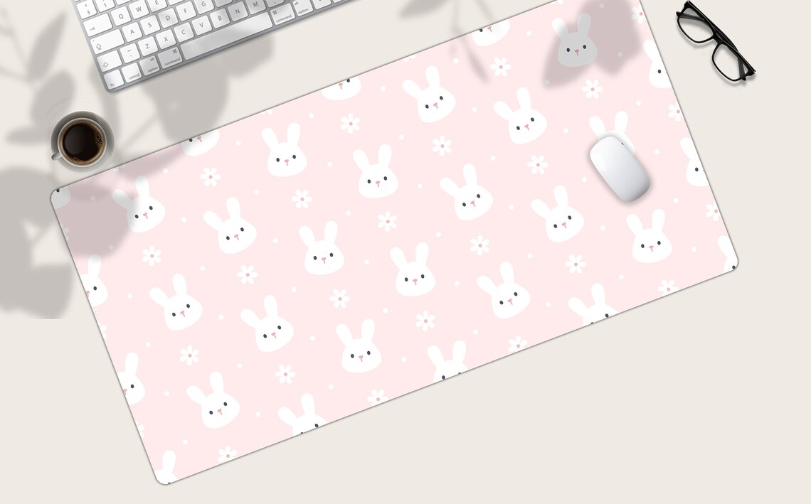 Cute Rabbit Desk Mat Pink Desk Mat Desk Pad Kawaii Desk - Etsy