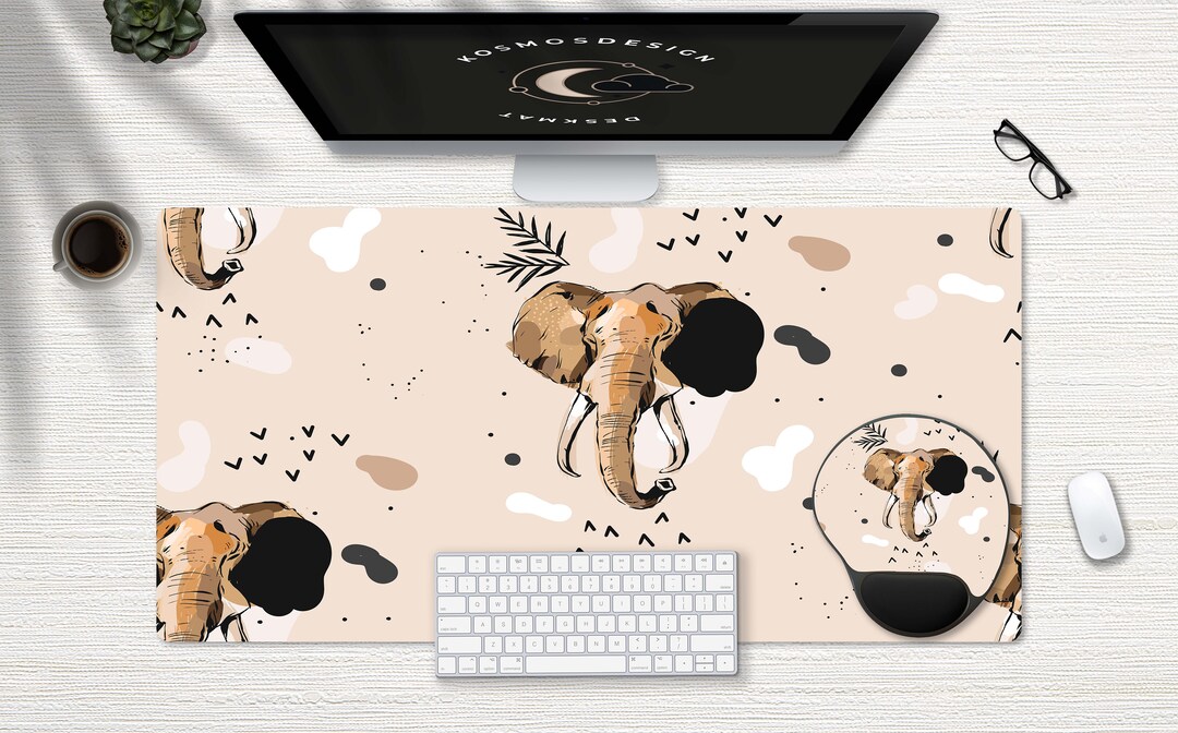 Sketch Elephant Desk Mat, Animal Desk Mat, Desk Pad, Kawaii Desk Mat ...