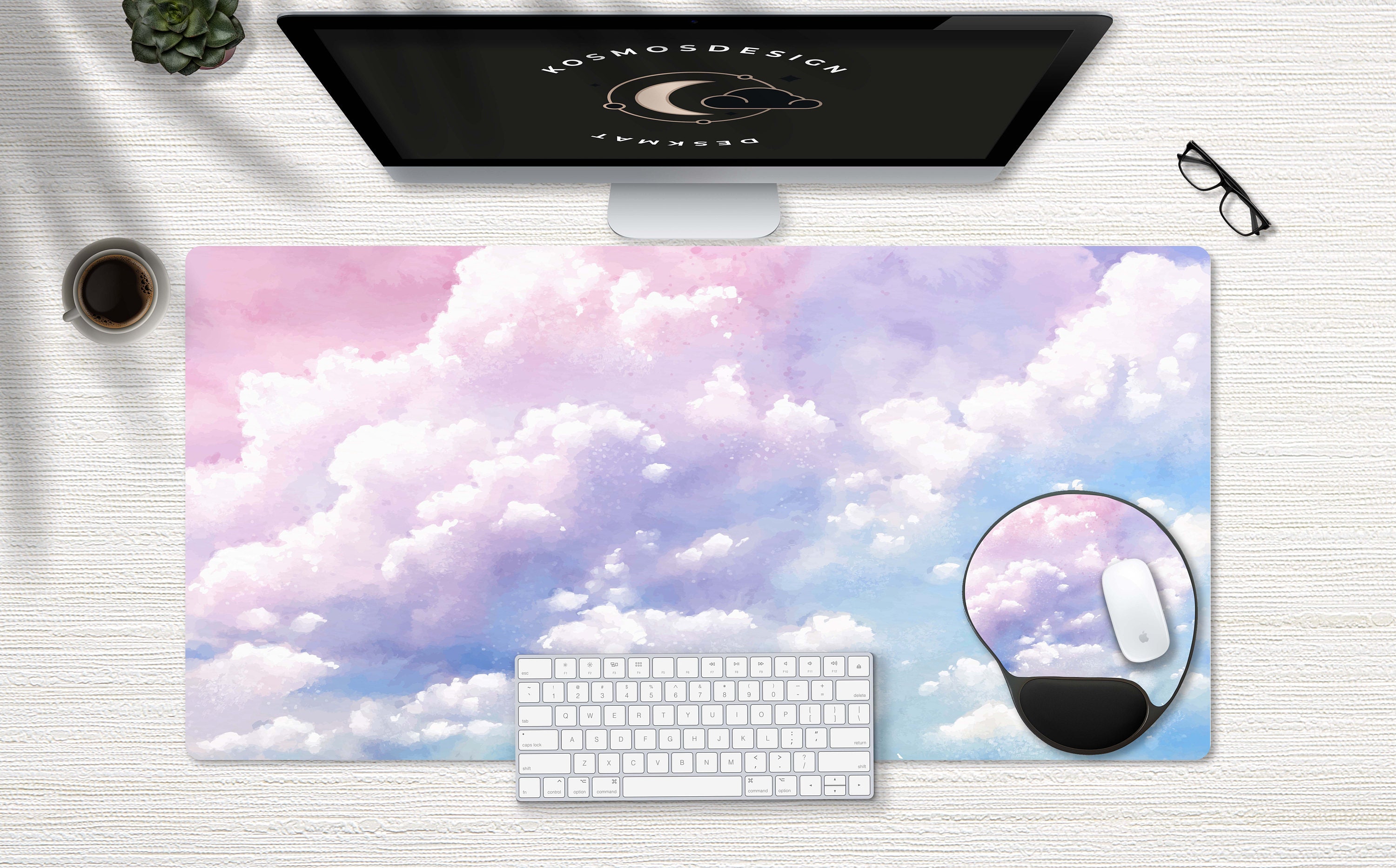 Cute Watercolor Pastel Sky Desk Mat Cute Cloud Desk Mat Cute - Etsy