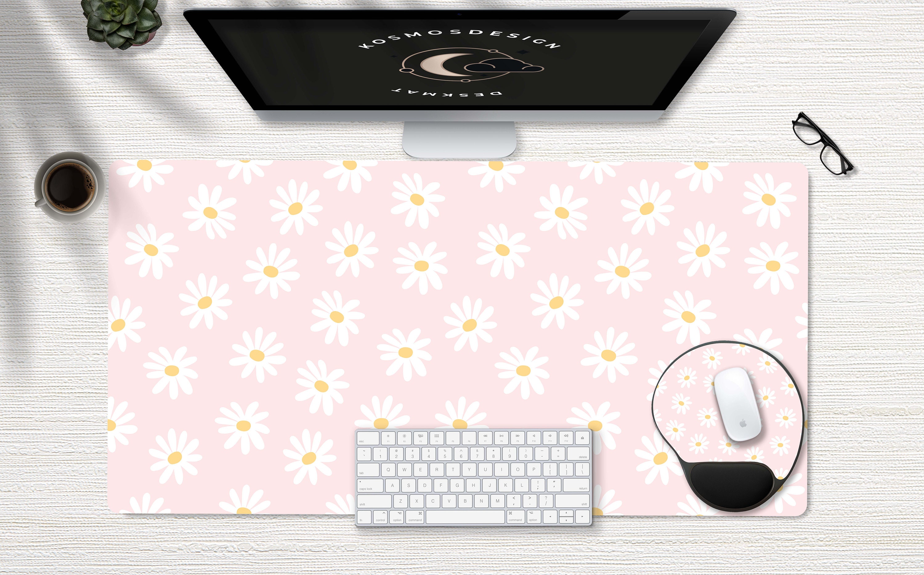 Pink Daisy Desk Mat Pink Desk Mat Cute Desk Mat Desk Pad - Etsy
