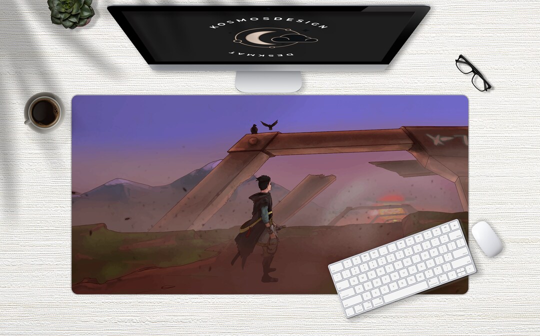 Hand Drawn Man Desk Mat, Anime Desk Mat, Japanese Desk Mat, Extra Large ...