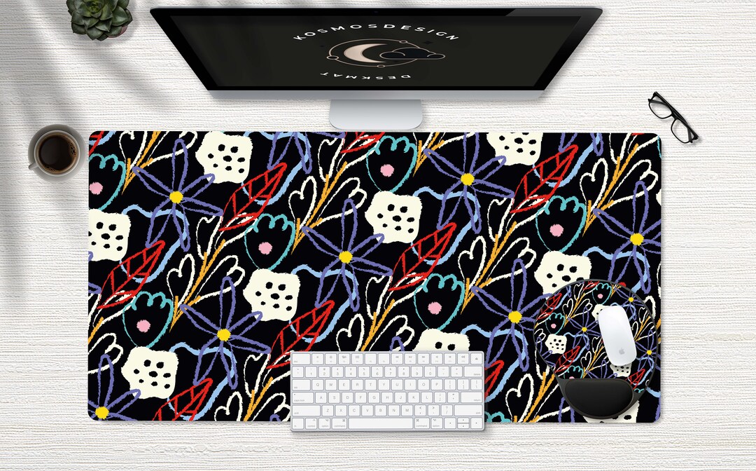 Cute Spring Flowers Desk Mat, Floral Desk Mat, Cute Desk Mat, Extra ...