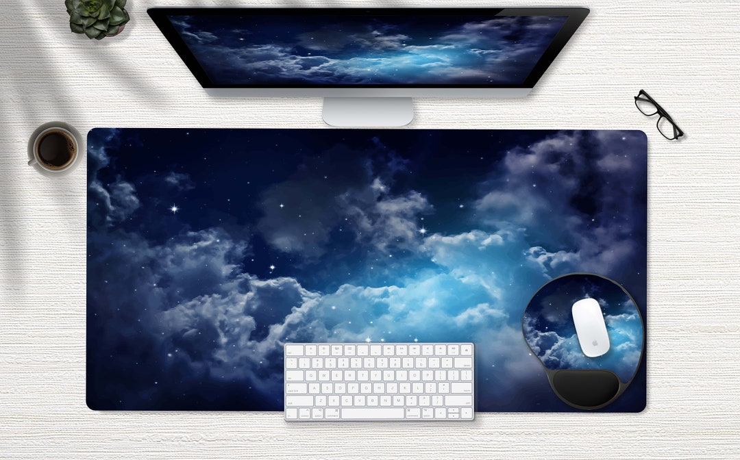 Deep Space Desk Mat, Cute Cloud Desk Mat, Galaxy Desk Mat, Large Desk ...