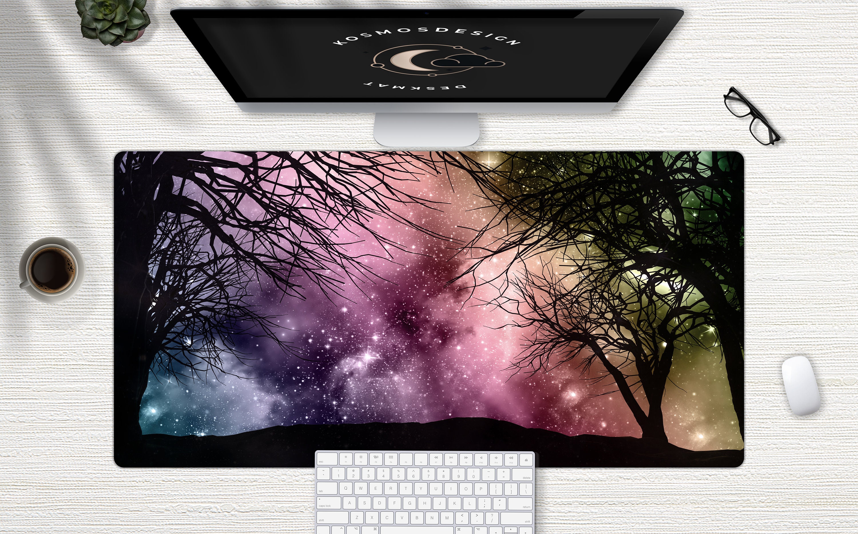 Starfield Night Sky Desk Mat Northern Lights Desk Mat Stars | Etsy