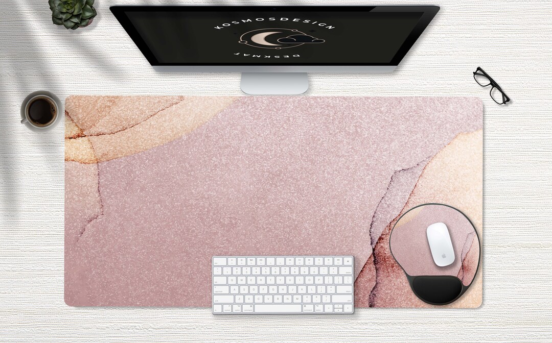 Pink Glitter Desk Mat, Modern Mouse Pad, Pink Desk Mat, Aesthetic Desk ...