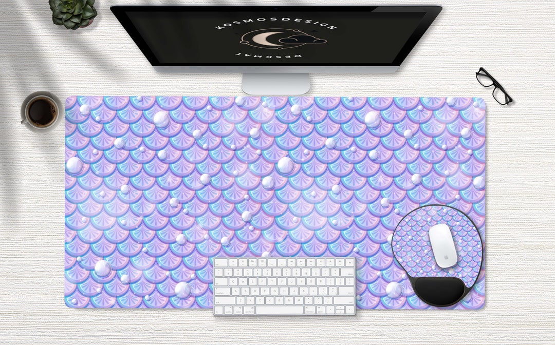 Mermaid Purple Desk Mat, Purple Desk Mat, Cute Desk Mat, Desk Pad Cute ...